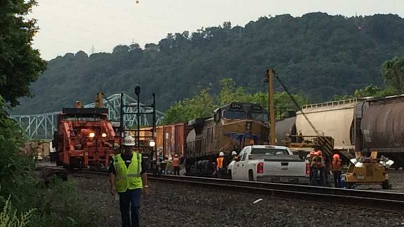 Cars being rerailed, soil replaced after fiery train crash in Sewickley