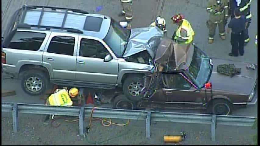 Photos: Vehicles become entangled in Route 28 crash