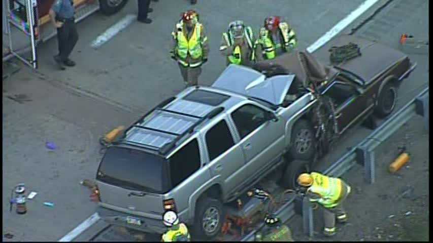 Photos: Vehicles become entangled in Route 28 crash