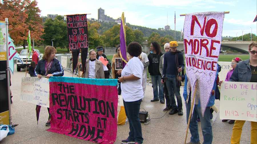 Columbus Day protest held in Downtown Pittsburgh
