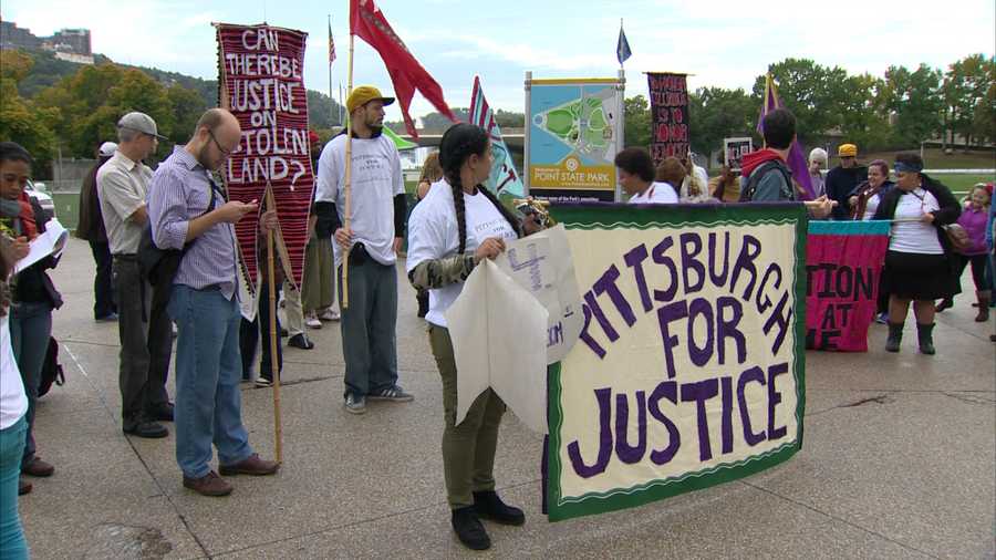 Columbus Day protest held in Downtown Pittsburgh