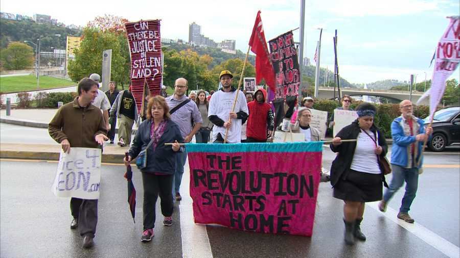 Columbus Day protest held in Downtown Pittsburgh