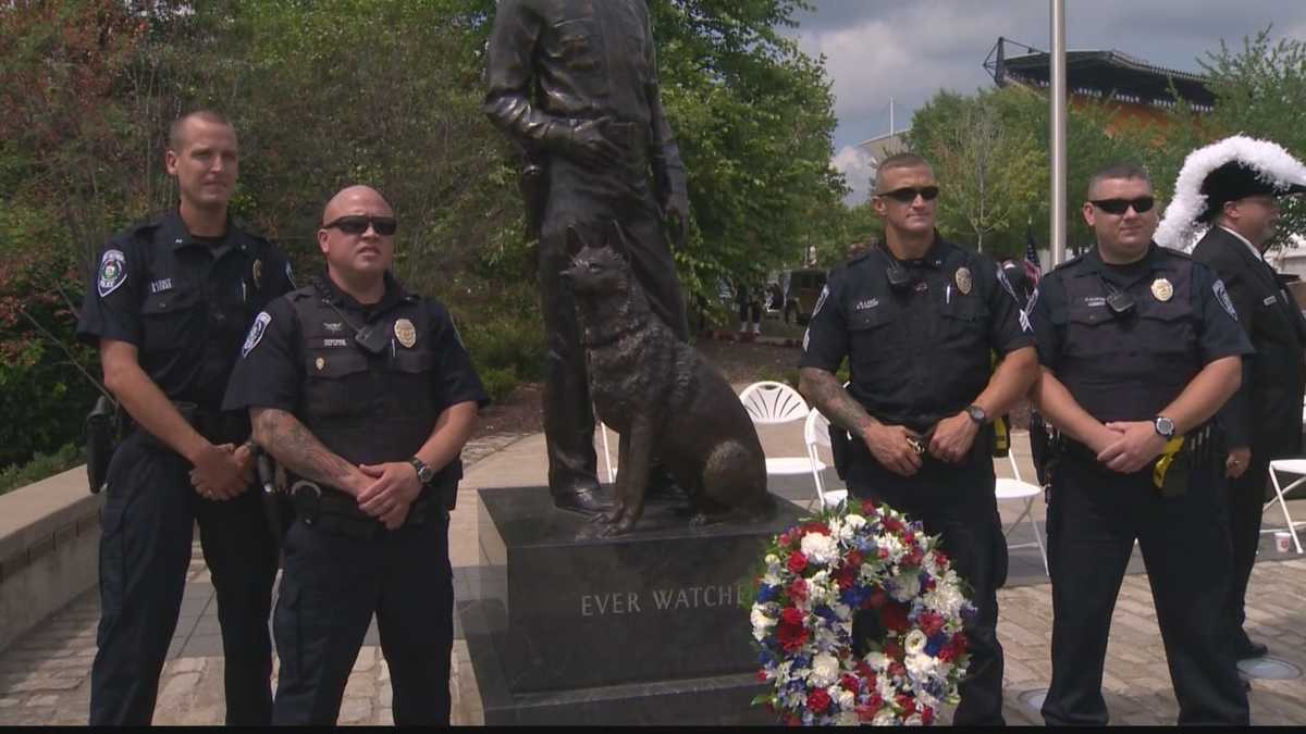 Statue honoring fallen police dogs added to memorial