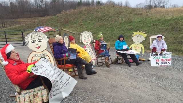 Grandparents take to rocking chairs to protest fracking near schools