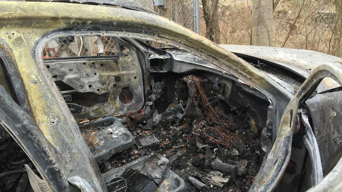 PHOTOS: Car gutted by fire in Franklin Township