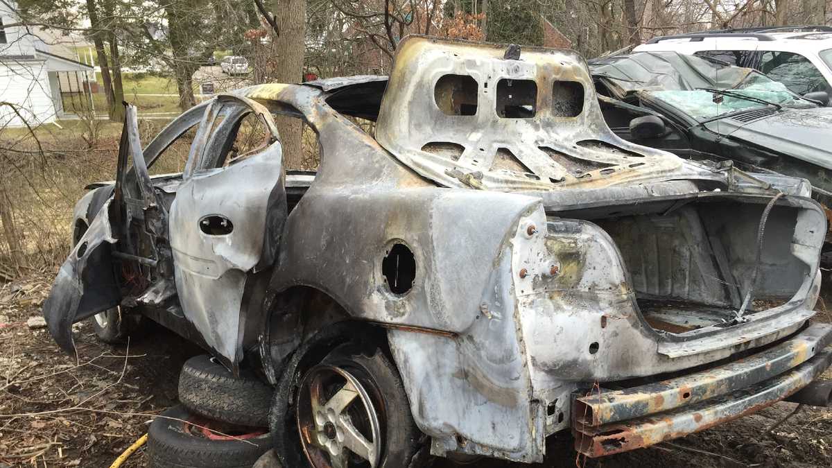 PHOTOS: Car gutted by fire in Franklin Township