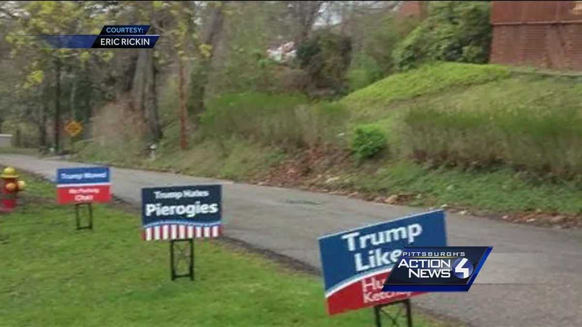 Man's anti-Trump signs celebrate Pittsburgh icons, customs