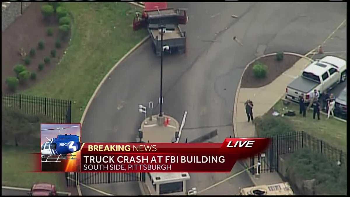Photos: Dump truck driver rams front gate of Pittsburgh FBI building