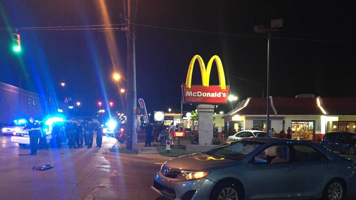 Shooting victim crashes near McDonald's