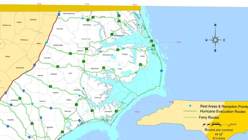 North Carolina DOT Hurricane Evacuation Routes