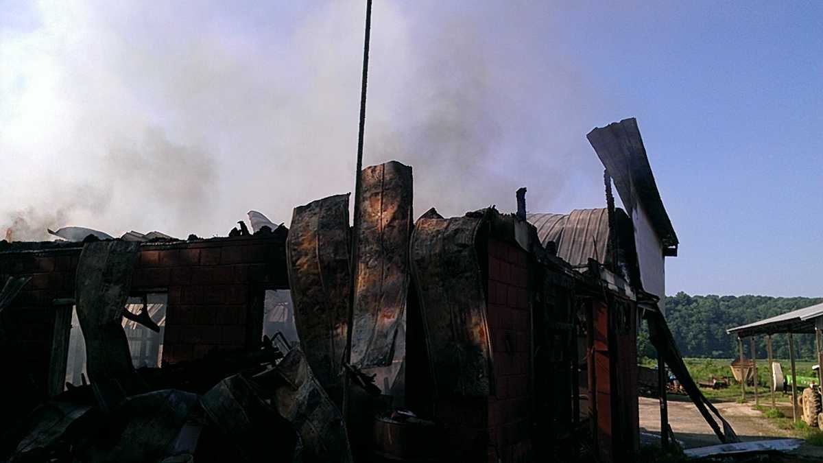Images: Lightning strike destroys Virginia barn