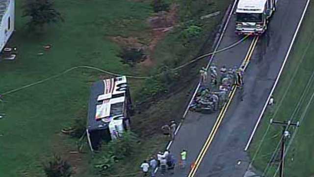 Dozens injured in NC military bus crash