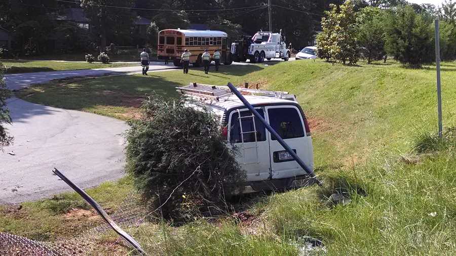 Images: School bus hits vehicles on off-ramp