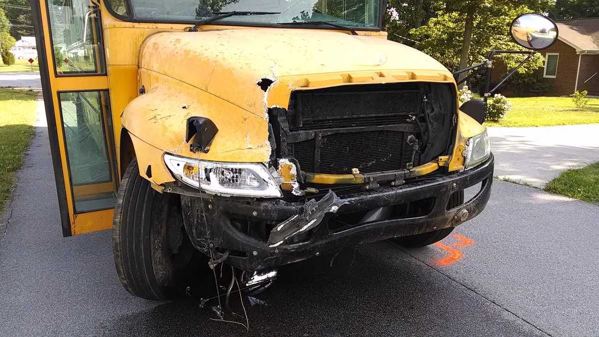 Images: School bus hits vehicles on off-ramp