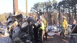 Pictures: Crash ends with car wrapped around tree