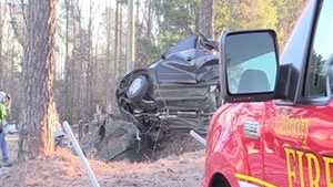 Pictures: Crash ends with car wrapped around tree