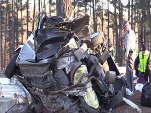 Pictures: Crash ends with car wrapped around tree