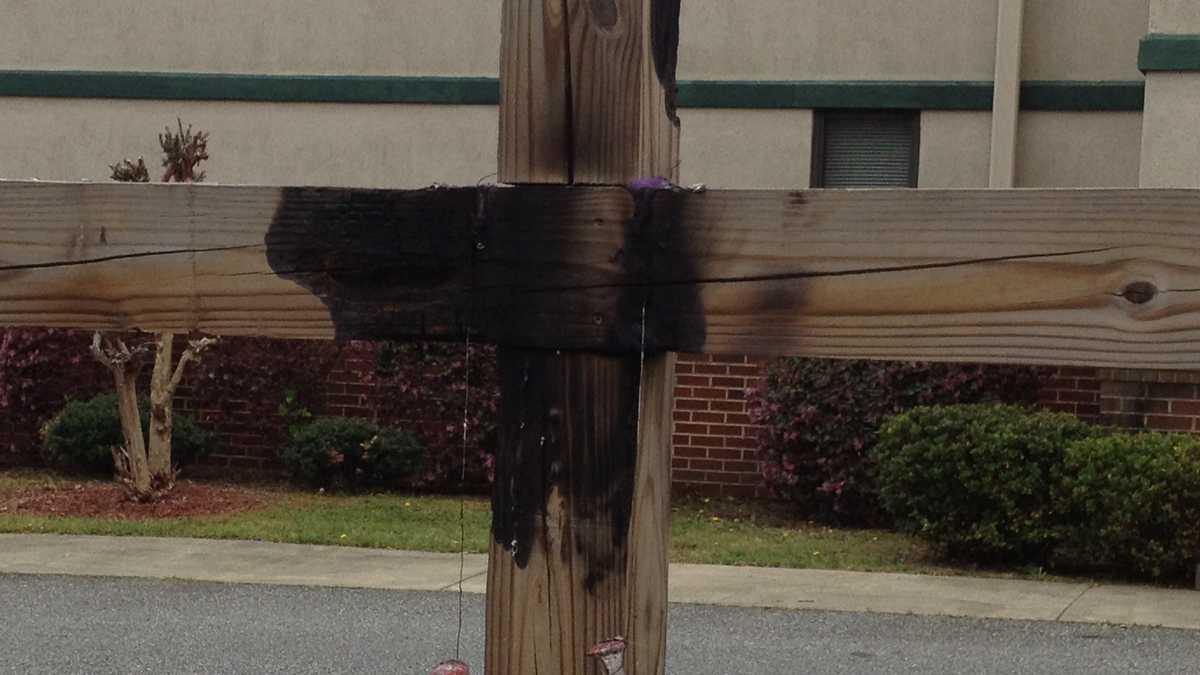 Pictures: Church cross set on fire