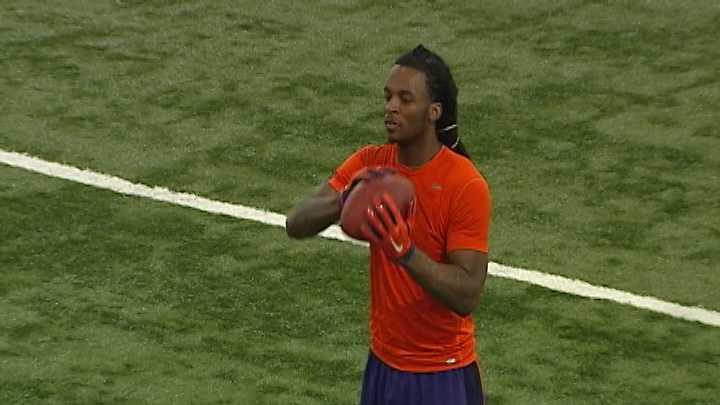 Clemson guard Rod Hall works out for NFL scouts