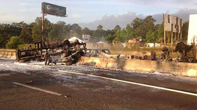 Pictures: Fiery wreck blocks I-26 near Columbia