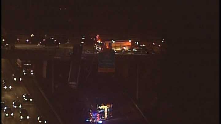 PICTURES: Vertical 18-wheeler blocks I-385 traffic