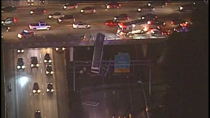 PICTURES: Vertical 18-wheeler blocks I-385 traffic