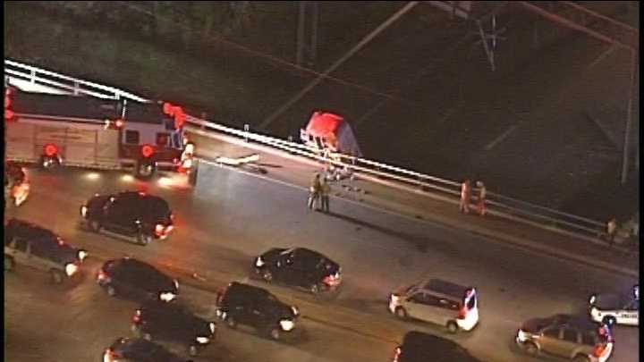 PICTURES: Vertical 18-wheeler blocks I-385 traffic