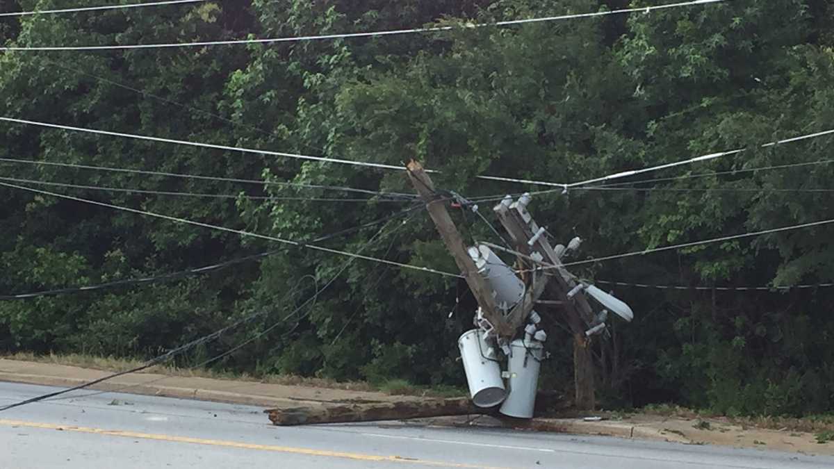 Snapped utility pole causes outages Friday