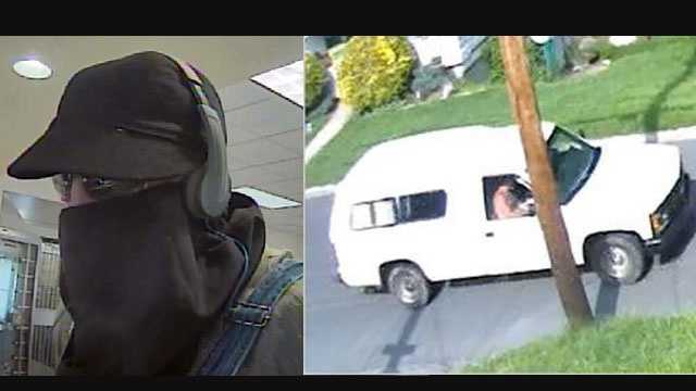 Police release security pictures of bank robber, getaway vehicle
