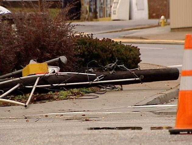 Car Hits Power Pole