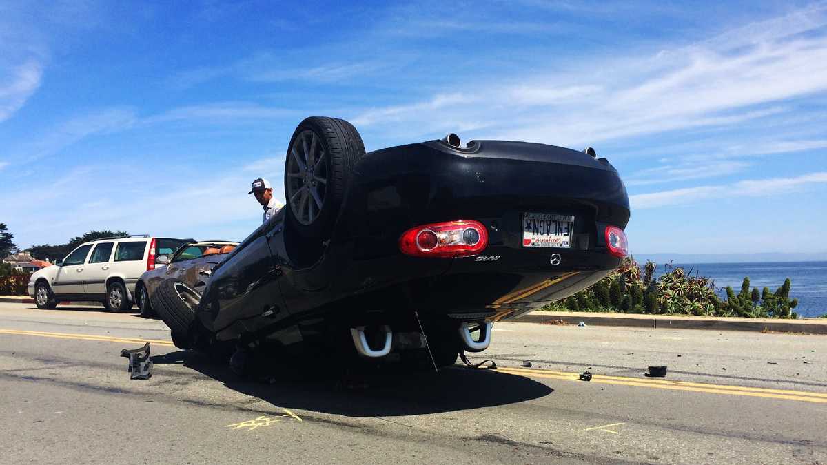 Sports car crashes, flips in Pacific Grove