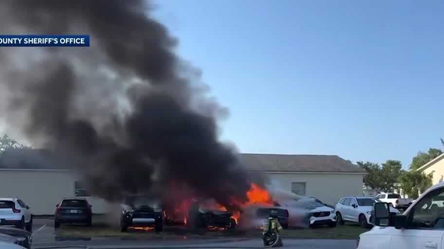 Firefighters respond to vehicle fire at Florida car dealership