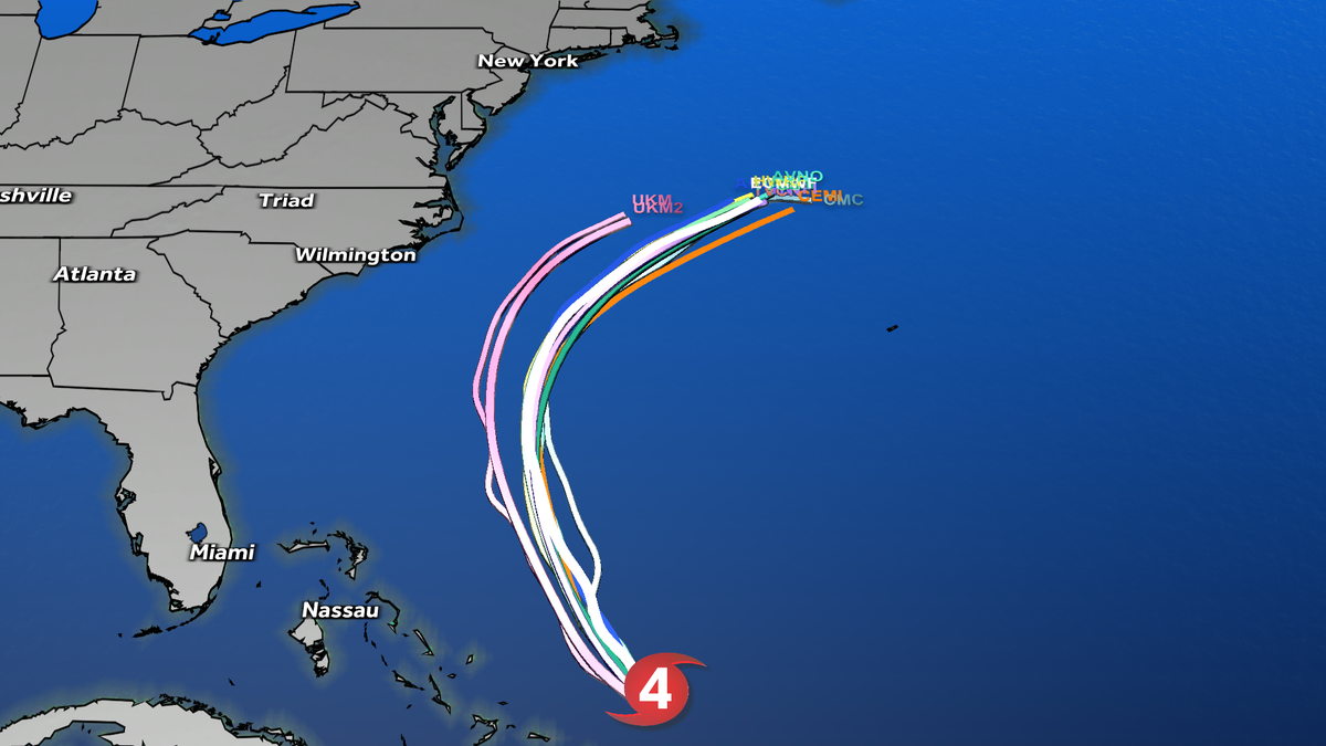 Big waves from Hurricane Erin in North Carolina: track and maps