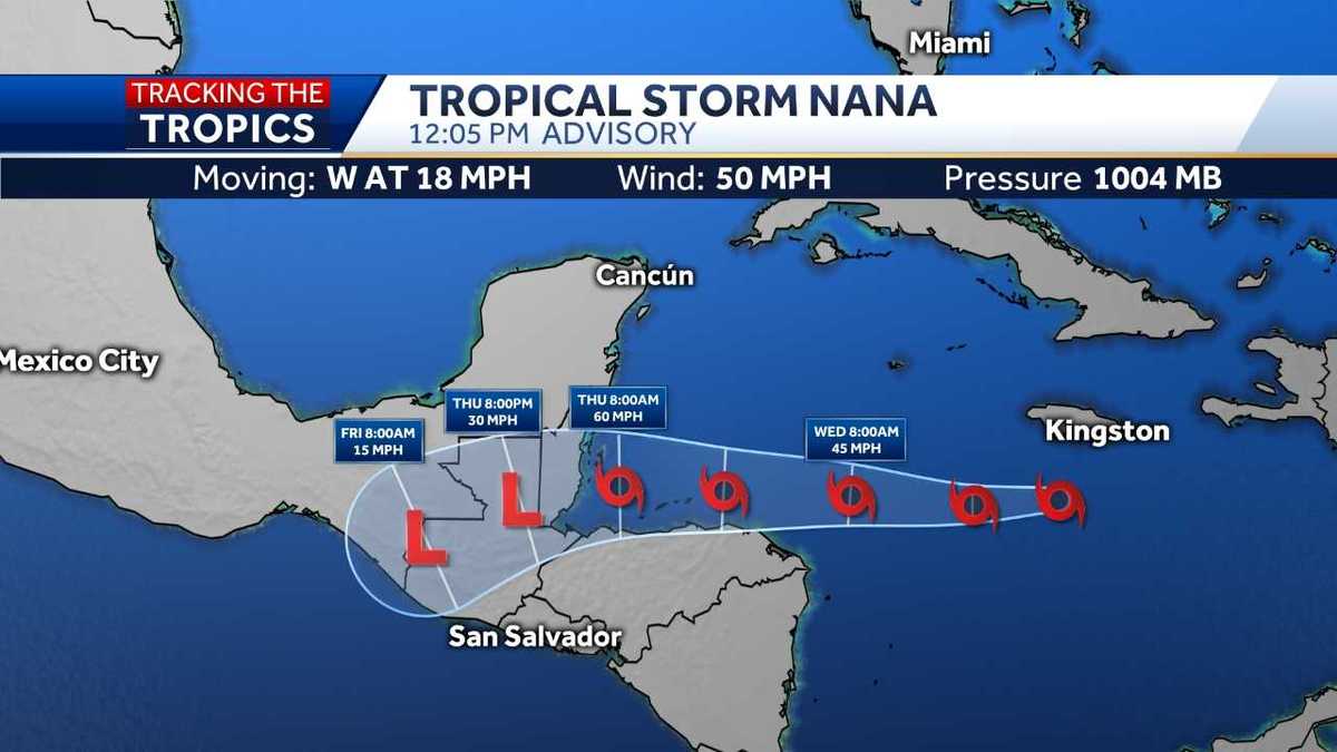 Tropical Storm Nana forms; not expected to impact Florida
