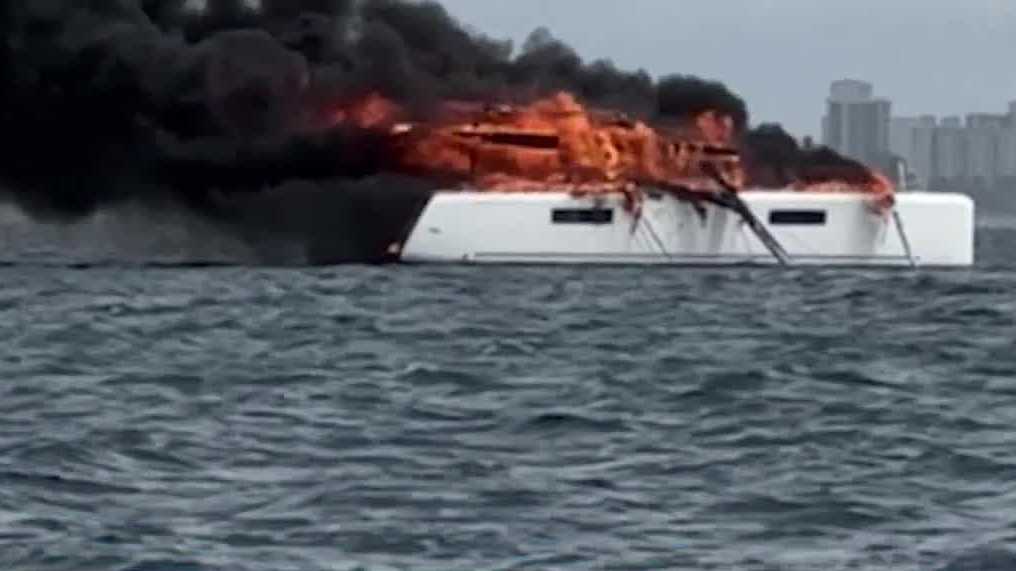 Fishermen help rescue three people after boat fire in Boca Raton