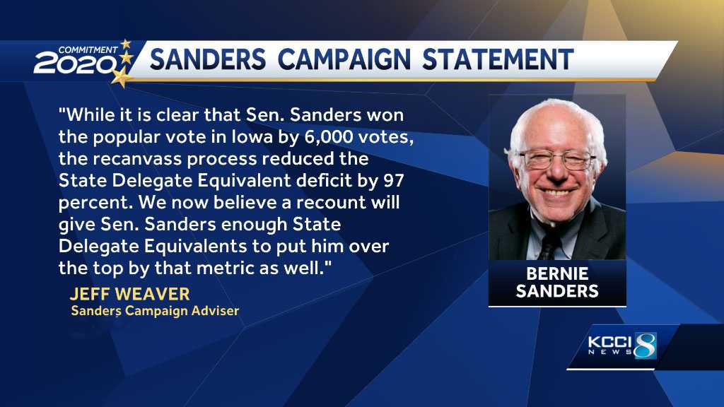Bernie Sanders Campaign To Request Recount Of Iowa Caucuses