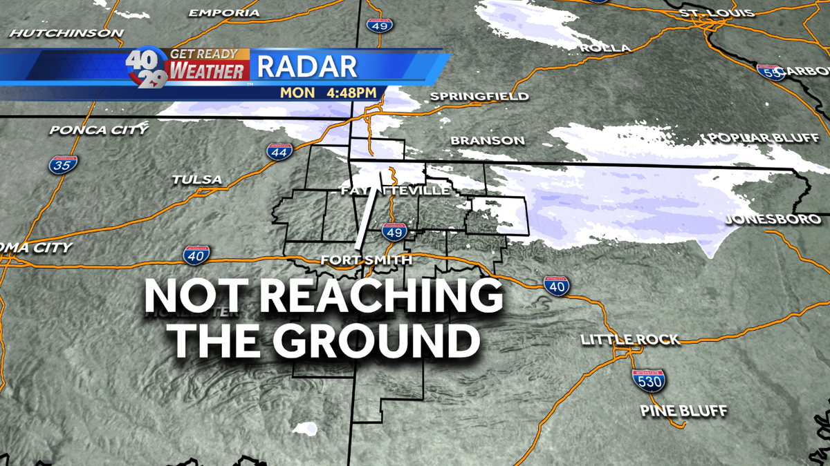 Snow on radar, but not likely to hit the ground