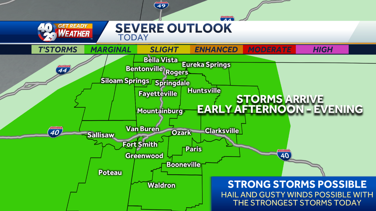 A few severe storms possible Tuesday afternoon