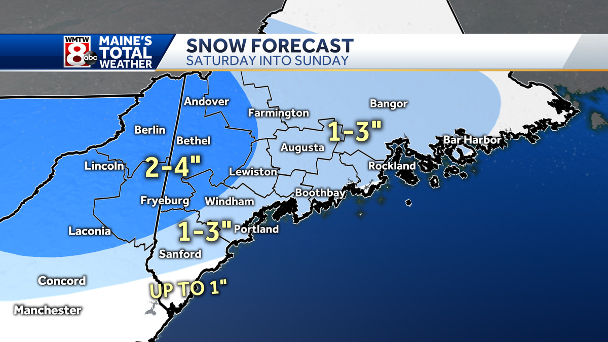 Snow, rain move in across southern, central Maine Saturday