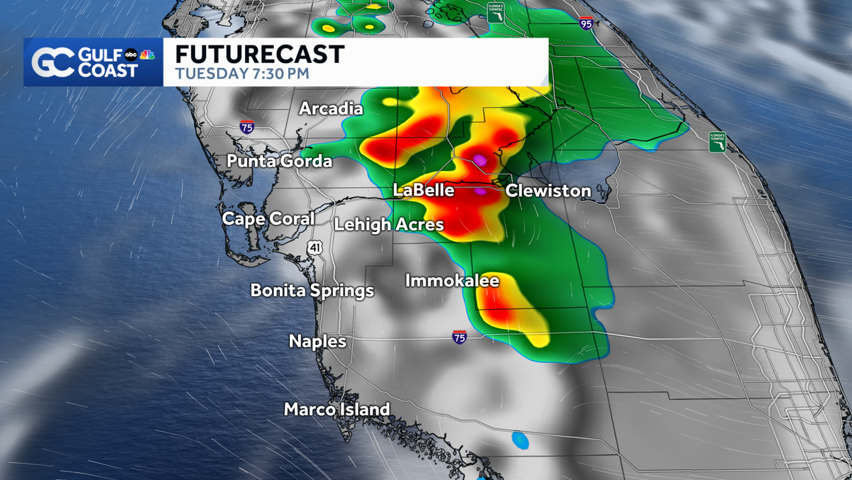 Isolated inland storms Tuesday with highs in the 90s for Southwest Florida