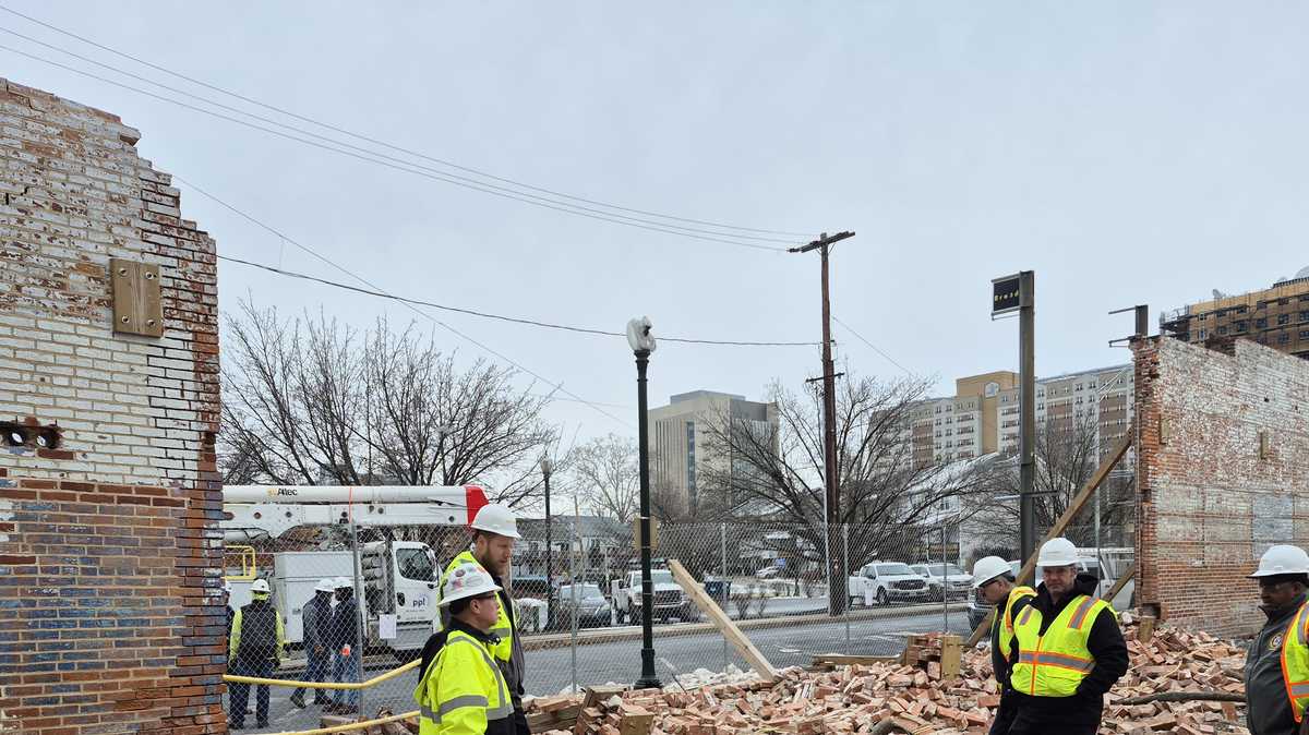 Brick wall collapses at Broad Street Market in Harrisburg, Pa.