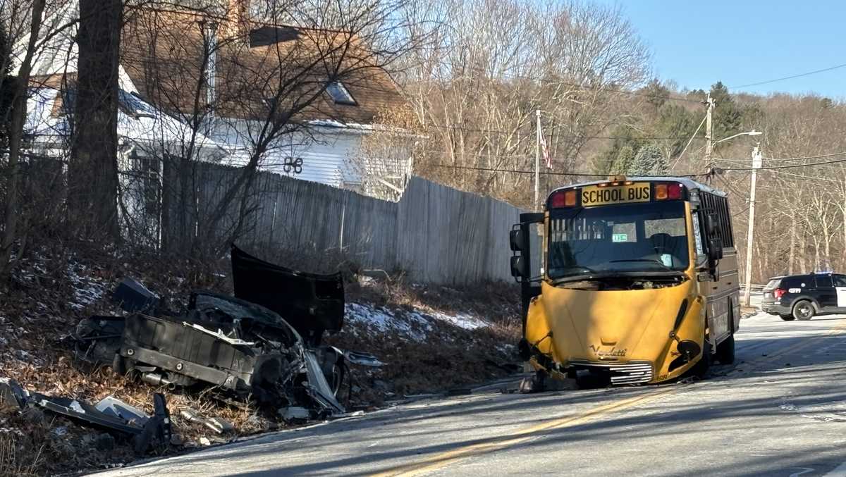 School bus, Corvette involved in crash in Grafton, Massachusetts