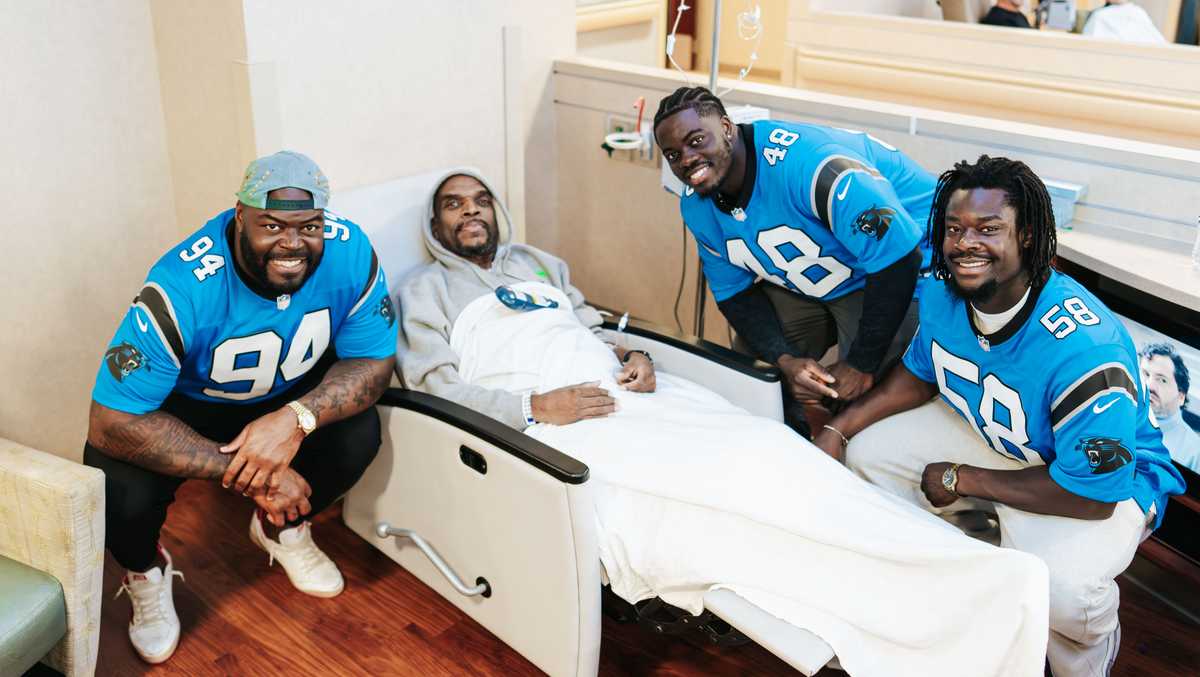 Carolina Panthers visit patients at Levine Cancer Institute