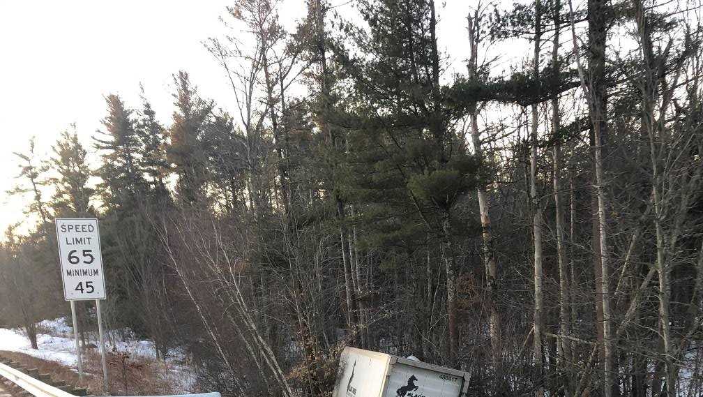 Crash on Route 101 in Exeter sends tractor-trailer into the woods