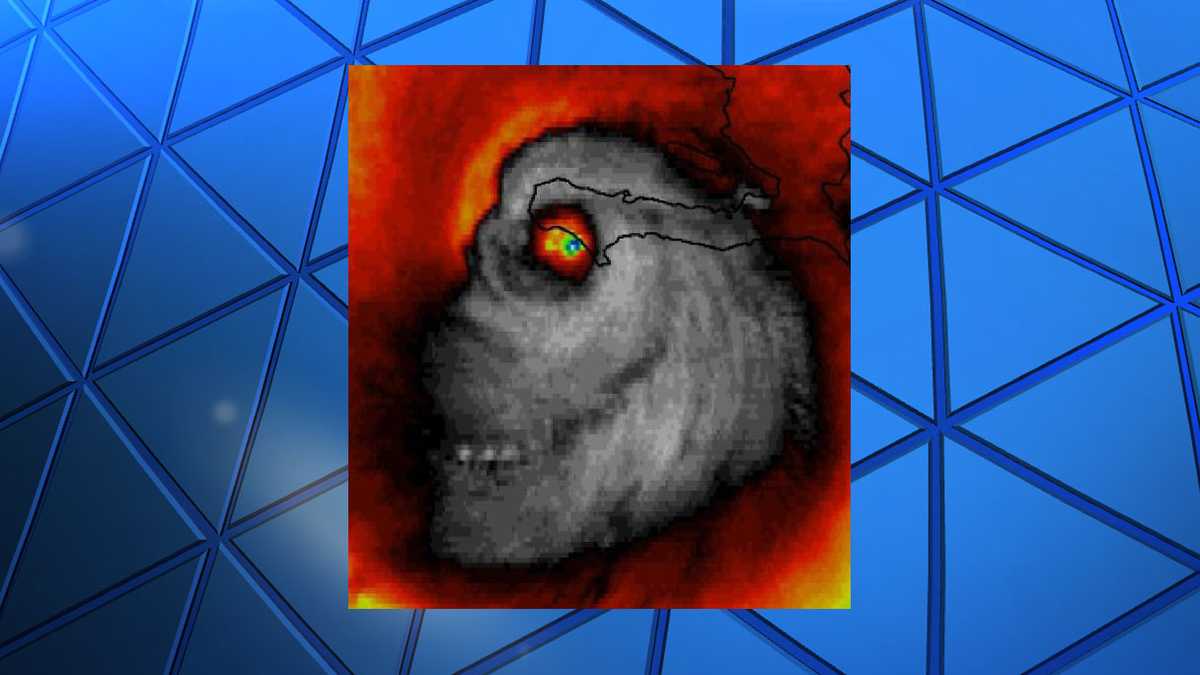 Satellite captures eerie image of Hurricane Matthew