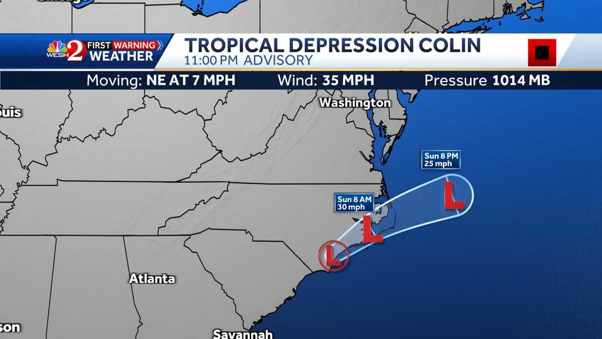 Tropical Storm Colin weakens to depression