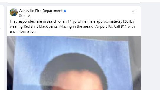 First responders searching for missing 11-year-old in Asheville