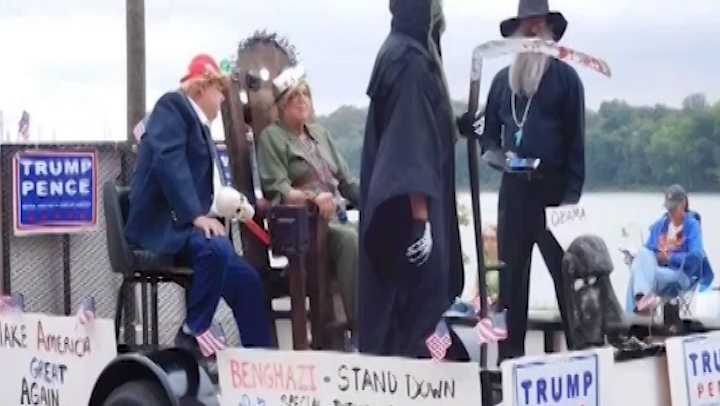 Parade float depicting Trump, Clinton stirs controversy