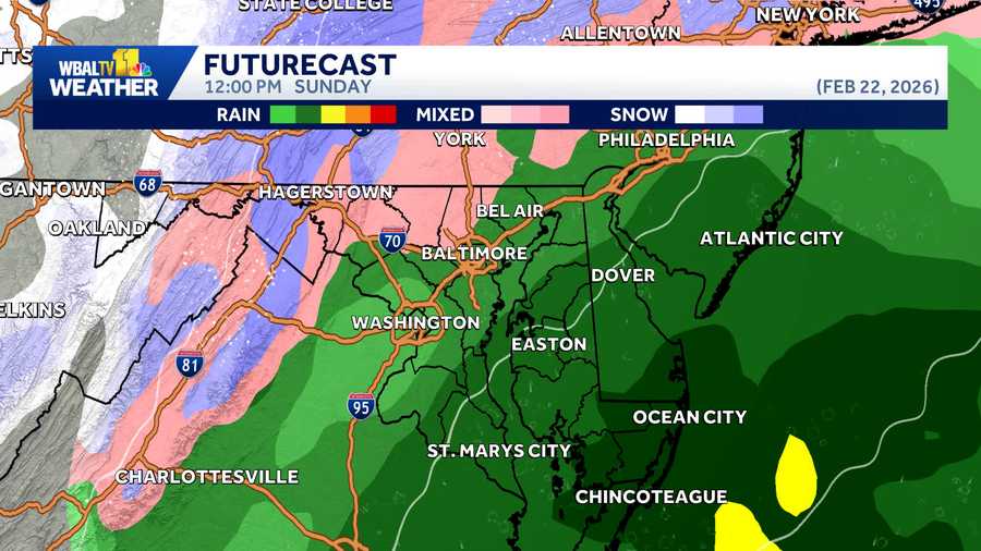 Baltimore weather: Futurecast maps show snow timeline