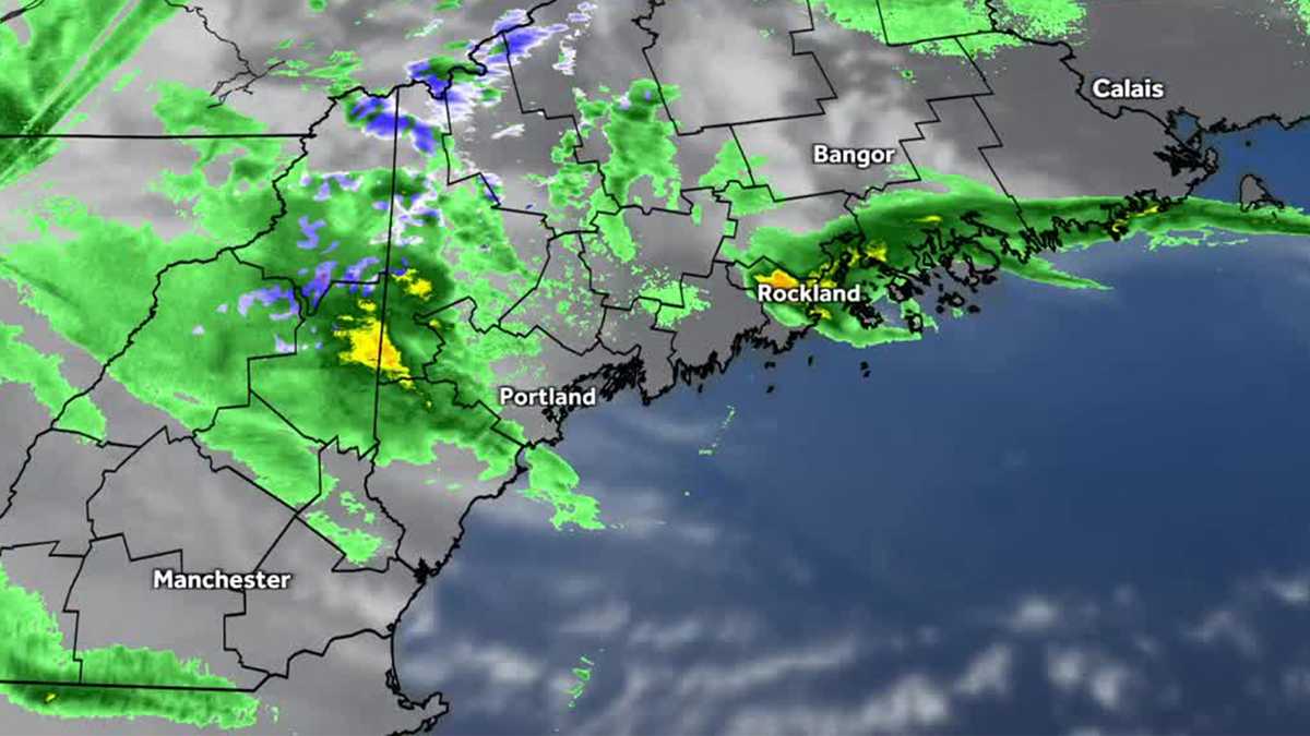 Mountain snow sticking in Maine while cold rain will taper today